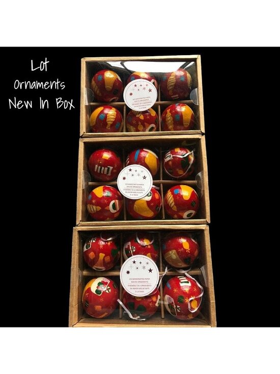 Christmas Holiday | Holiday | Paper Mache Ornament Round Balls ...